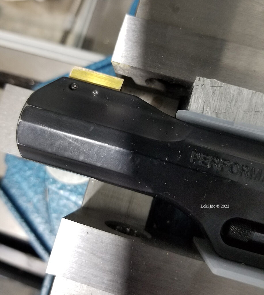 Front sight mount center drilled for retaining pin